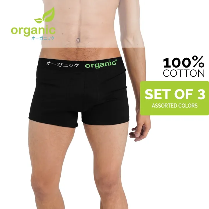 Organic Mens 100 Cotton Classic Boxer Brief Design 2 Set of 3 Assorted ...