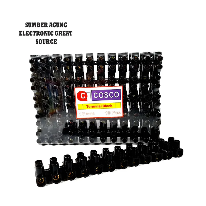 Terminal Block 16mm isi 12 Merk Cosco Sambungan Kabel dengan Baut ...