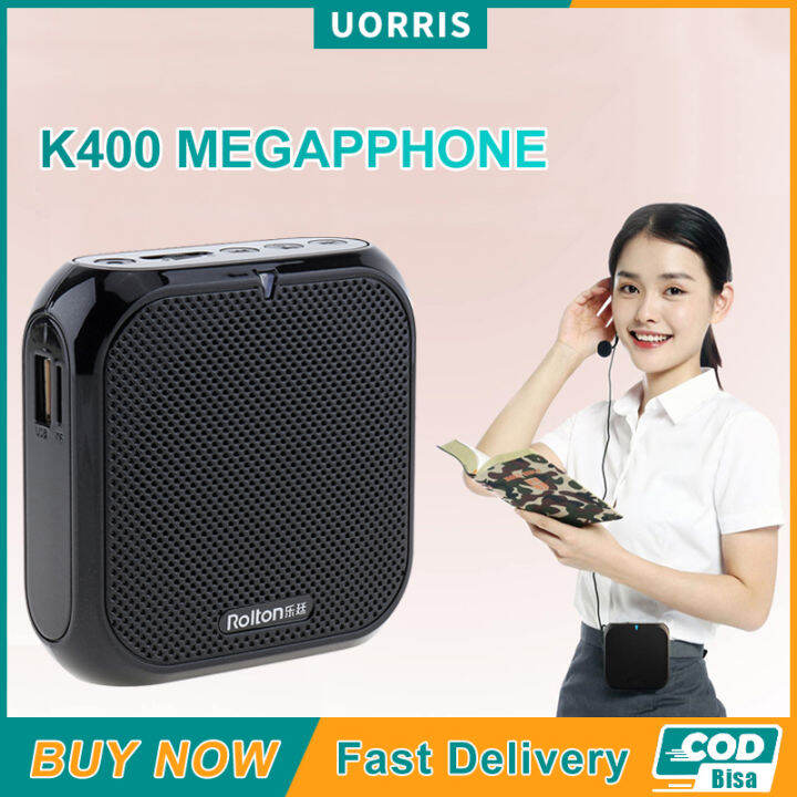 Rolton K400 Speaker Megaphone Mini dengan Kabel Audio Speaker Microphone Bluetooth Loudspeaker ...