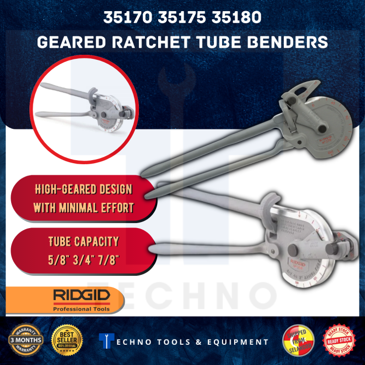 RIDGID 35170 35175 35180 5/8" 3/4" 7/8" Geared Ratchet Tube Benders ...