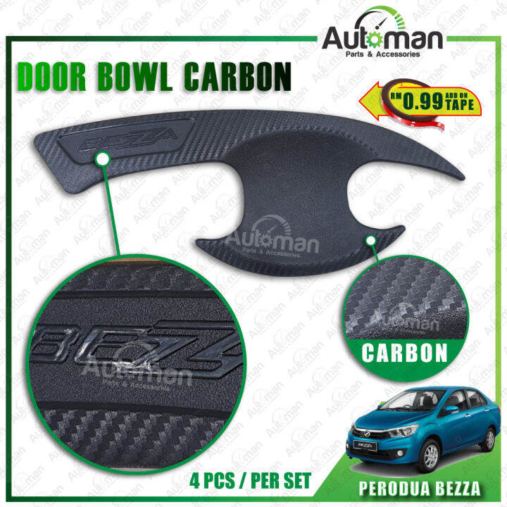Perodua Bezza Carbon Door Handle Inner Bowl Inserts Cover | Lazada