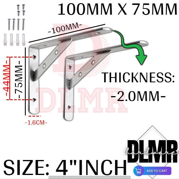 1PAIR Wall Shelf Bracket Thick Stainless Steel Triangular Bracket With ...