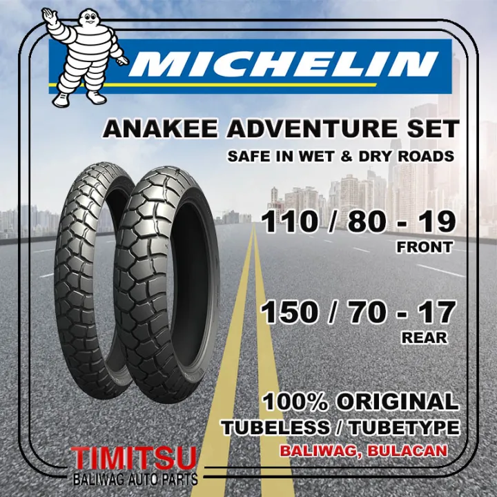 MOTORCYCLE TIRE SET 110/80-19 150/70-17 MICHELIN ANAKEE ADVENTURE 110/ ...