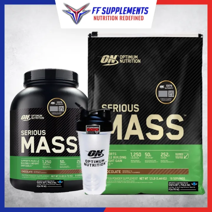 Optimum Nutrition ON Serious Mass (6lbs, 12lbs) Mass Gainer with ON ...