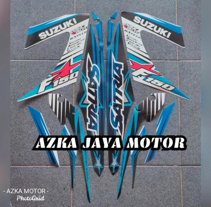 Sticker Striping suzuki Satria F 150 2014 bintang biru putih / striping ...