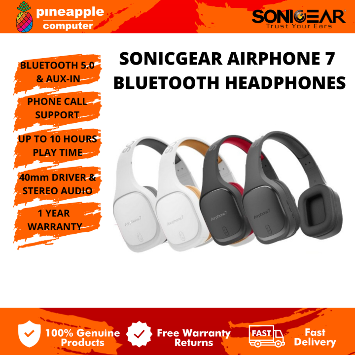 SonicGear Airphone 7 Bluetooth Headphones With Mic (10 Hours Playtime ...