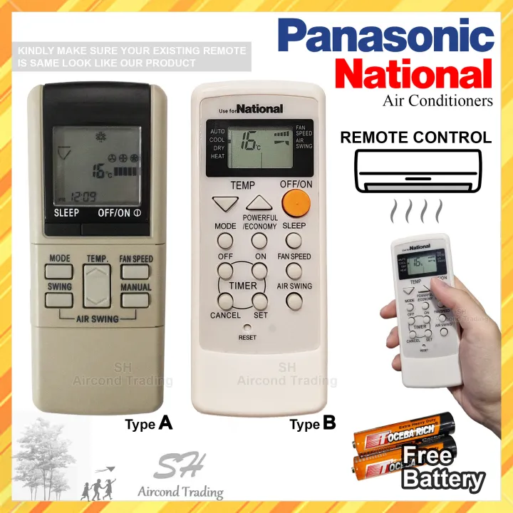 National Aircond Remote Control Replacement free Battery National Air ...