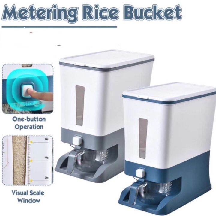 Kaisa Villa rice bucket 10L rice storage with measuring cup moisture ...