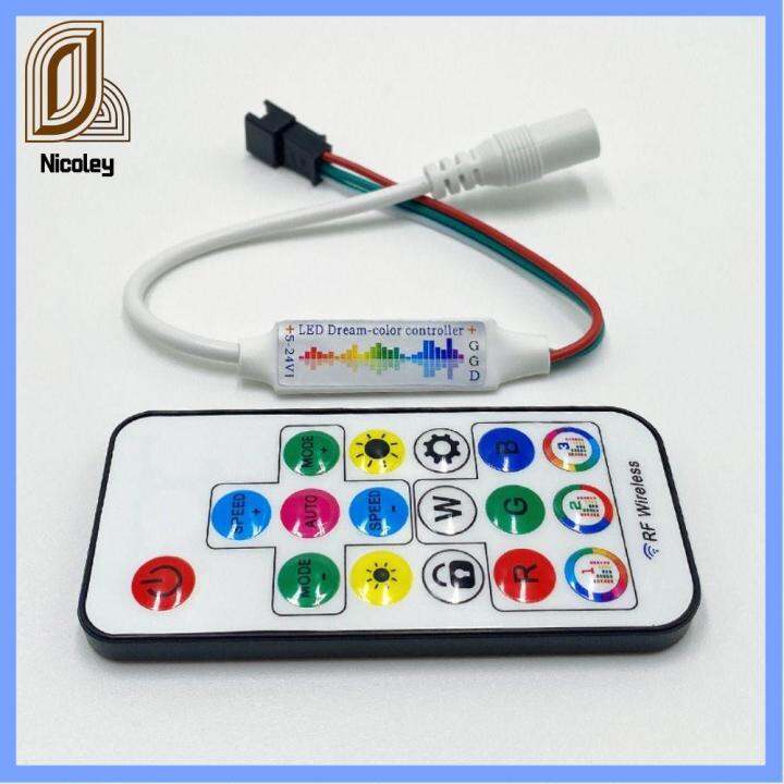 NICOLEY Addressable Music Led Controller 17Keys 3Pin Mini RF Remote ...