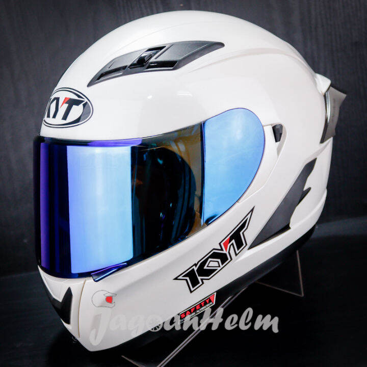 KYT HELM FALCON FR SOLID | WHITE GLOSSY | FLAT VISOR FULL FACE | Lazada ...