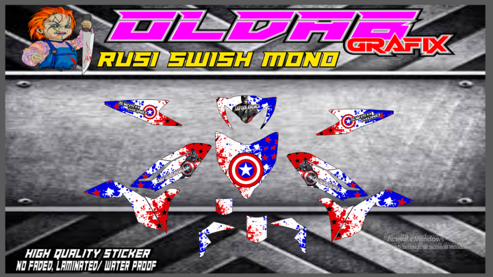 RUSI SWISH MONO STICKER FULL BODY DECALS, CAPTAIN AMERIKA-143 | Lazada PH