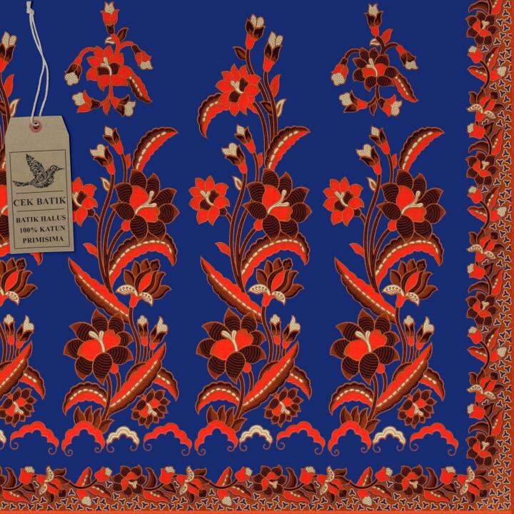 kain batik - Motif Batik Bunga Mawar Manis (Biru) (Ukuran 2 Meter Lebih ...