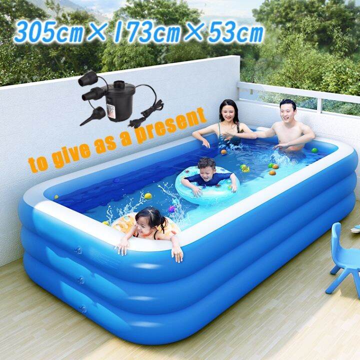 Swimming Pool Adult/Kids Inflatable Rectangular Pump Home Water Toys ...
