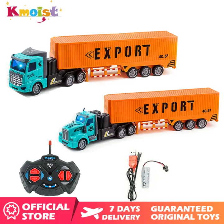 Kmoist 1:48 Die-Cast รถบรรทุกของเล่นรีโมทคอนโทรล Semi-Trailer Heavy-รถบรรทุกงานหนักรถคอนเทนเนอร์ ...