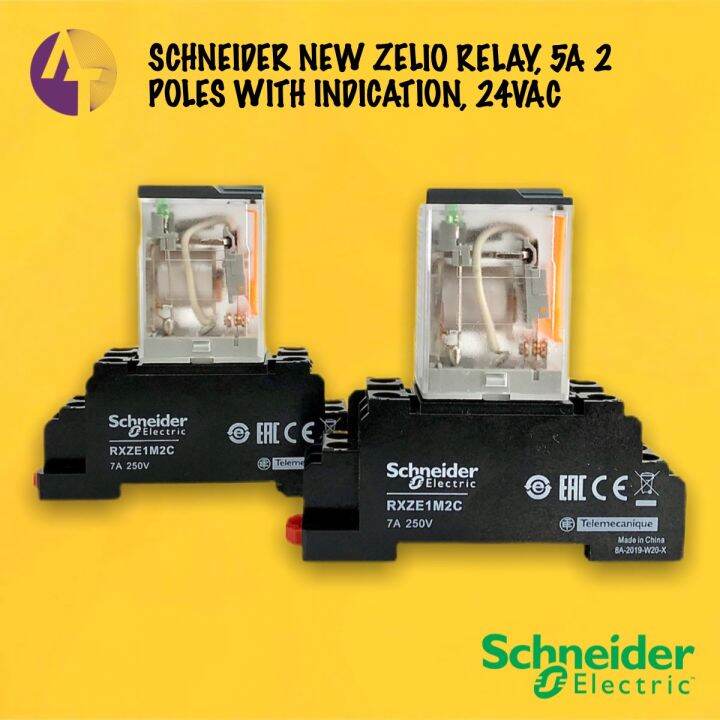 SCHNEIDER New Zelio Relay, 5A 2 Poles With Indication, 24Vac | Lazada