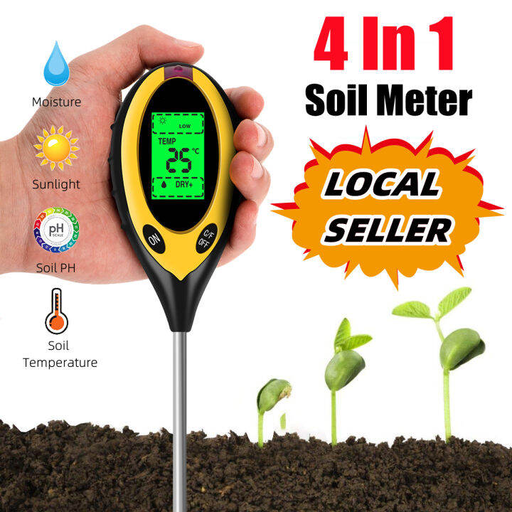 Digital 4 In 1 Soil PH Meter Moisture Monitor Temperature Sunlight ...