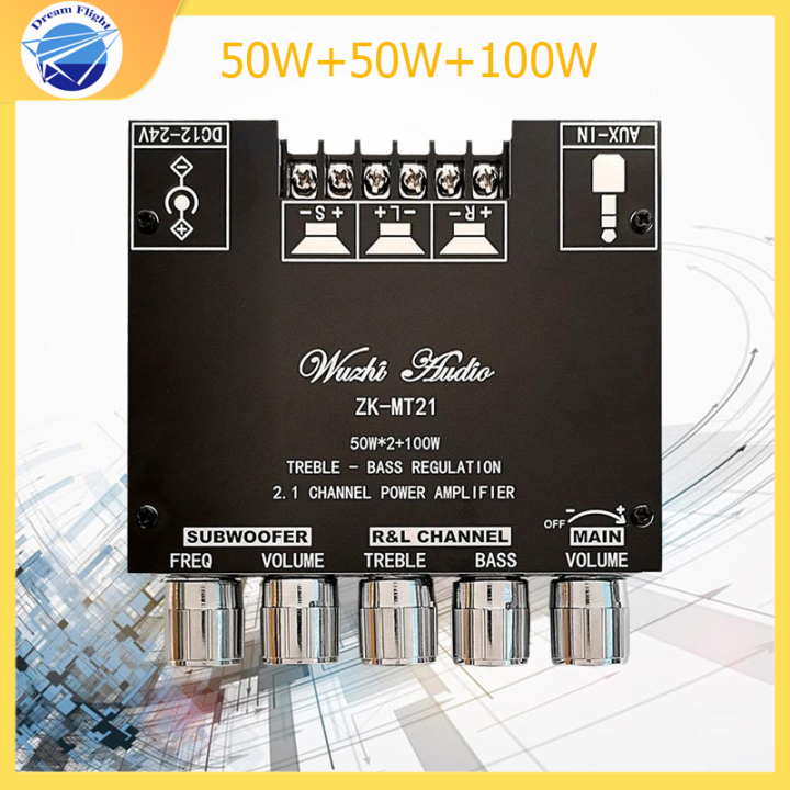 ZK-MT21 2.1 Channel Bluetooth 5.0 Subwoofer Amplifier Board 50WX2+100W Power Audio Stereo ...