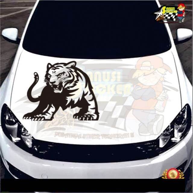 CUTTING STICKER MOBIL MACAN HARIMAU TIGER MENGINTIP / PEEKING STIKER ...