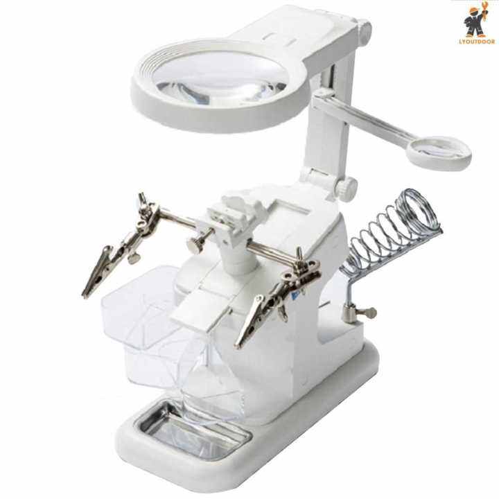 【HOT 】Welding Magnifying Glass with 10 LED Light Clip Clamp Soldering ...