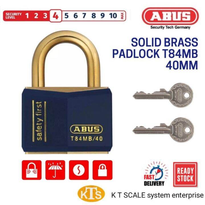 ORIGINAL 40MM ABUS FULLY SOLID BRASS PADLOCK T84MB/40 | Lazada