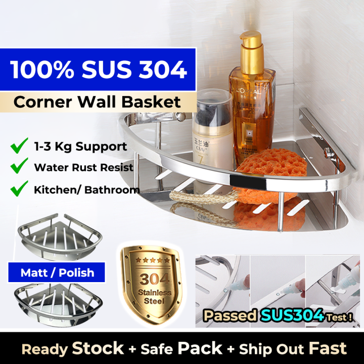 SUS304 Stainless Steel Triangle Baskets | Bathroom Corner Shelf ...