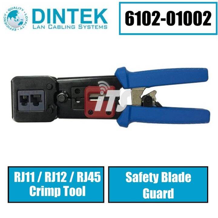 Dintek Premium Crimping Tool for 6P / 8P for RJ45/RJ11 w/Ratchet Handle ...
