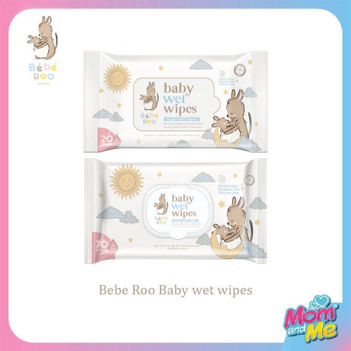 Bebe Roo Baby wet wipes ผ้าเช็ดทำความสะอาดผิวแบบเปียก ผลิตจากน้ำแร่ ...