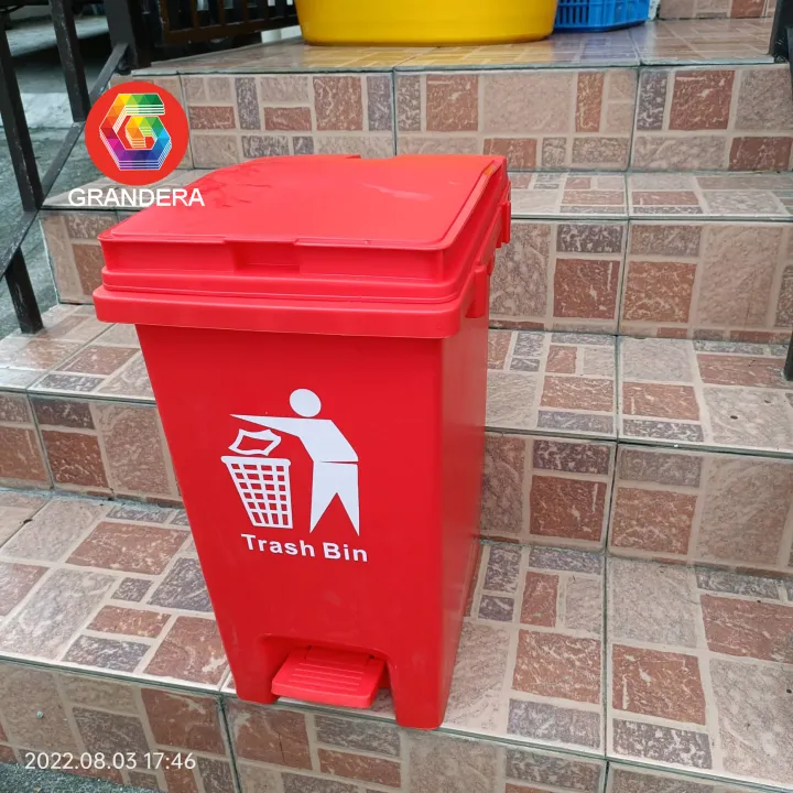 Heavy Duty Step On Trash Bin 30Liters L37cmxW28cmxH51cm Red Trash Can ...