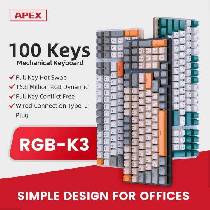 APEX Shimmer Mechanical Keyboard 100 98 Keys 100 Type-C Wired Wireless ...