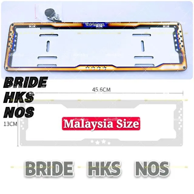 (MALAYSIA SIZE) 1pc TITANIUM BLUE NUMBER PLATE LICENSE FRAME BRIDE HKS ...