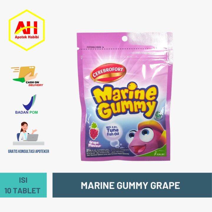 Marine Gummy 1 pcs isi 10 butir Merin Gami Vitamin Permen Anak Vitamin ...