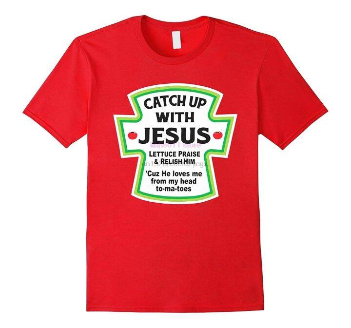 Men Shirt Catch Up With Jesus Funny Christian T Shirt | Lazada.co.th