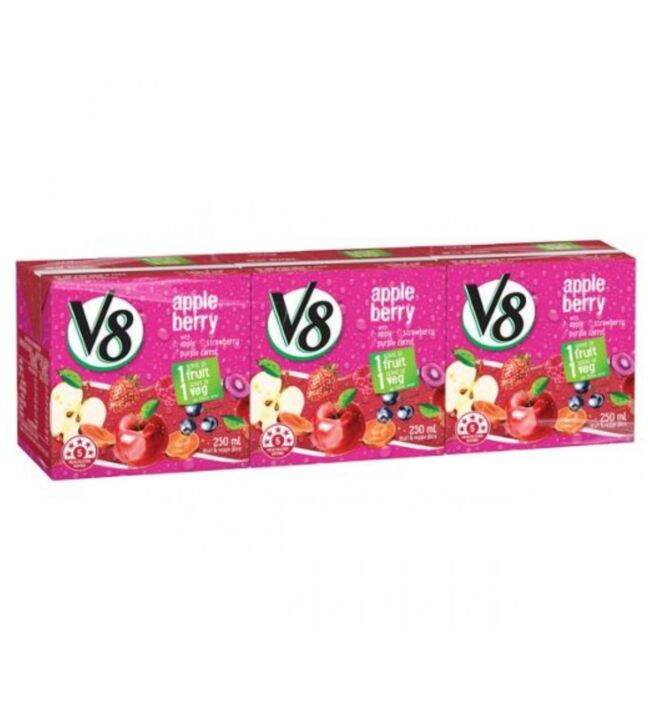 Campbells V8 Fruit & Veggie Apple Berry Fusion Juice 3 x 250ml ...