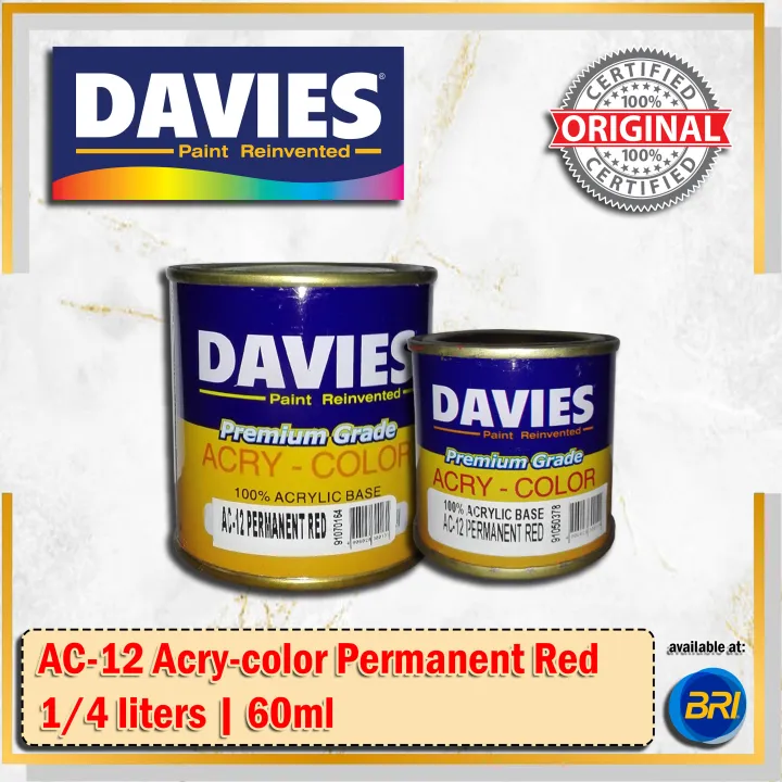 Davies AC-12 Acry-color Permanent Red [1/4L | 60ml] | Lazada PH