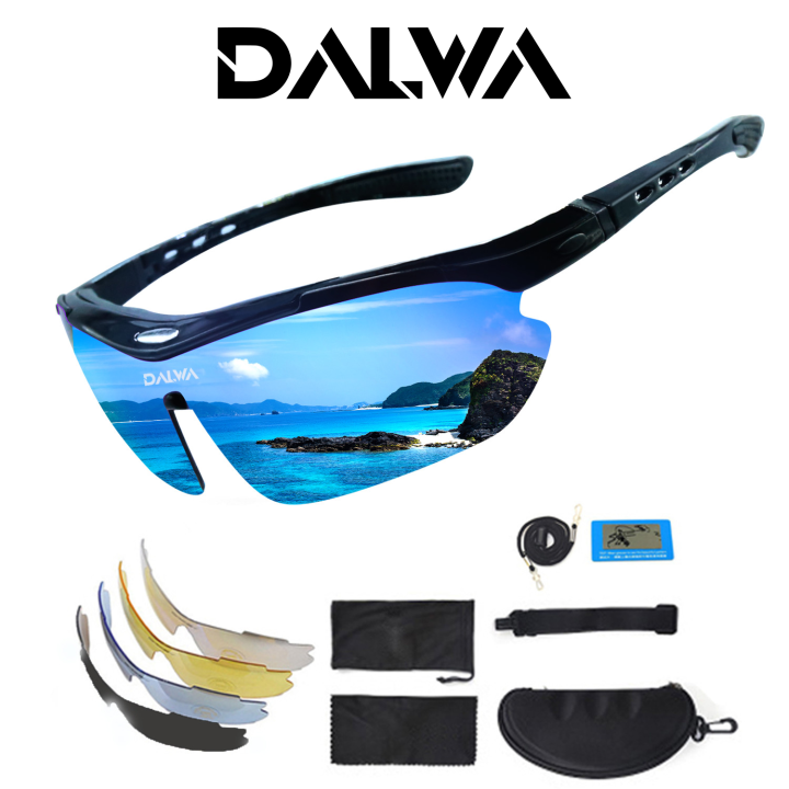 Dalwa ชุดแว่นตากันแดดปั่นจักรยาน5เลนส์โพลาไรซ์สำหรับผู้ชายจักรยาน ...