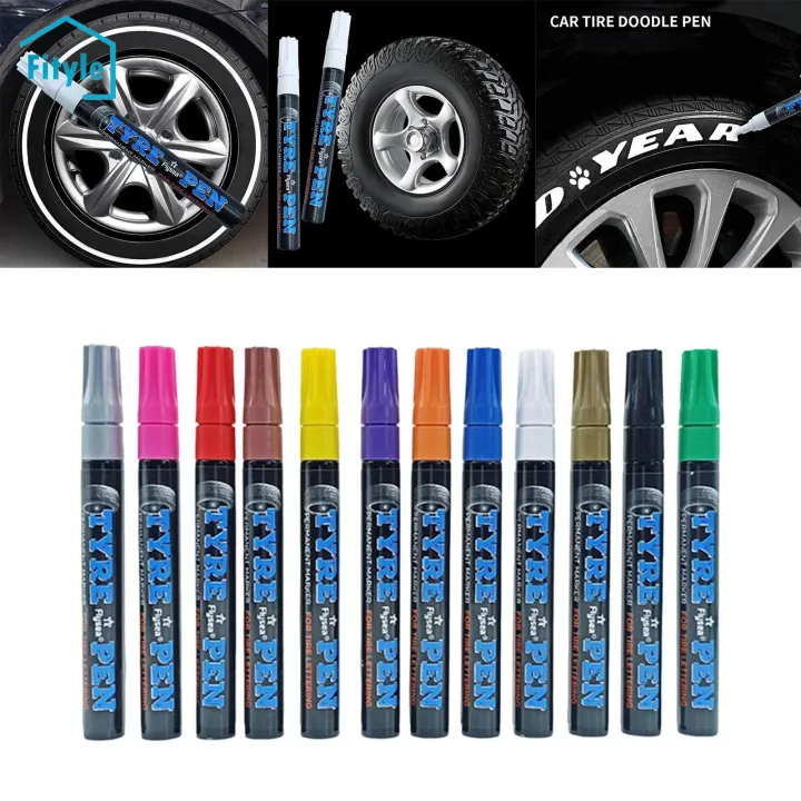 Fityle 12 Pieces 12 Color Paint Marker Waterproof Car Tyre Tire Paint ...