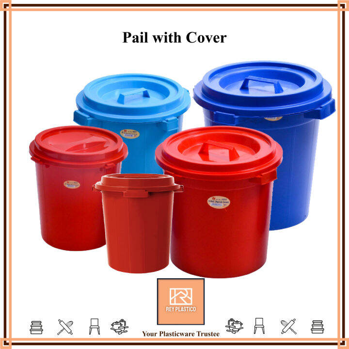 2-8Gallon Pail with Cover/ Tong Air/ Baldi/ Timba/ Plastic Pail/ Bucket ...