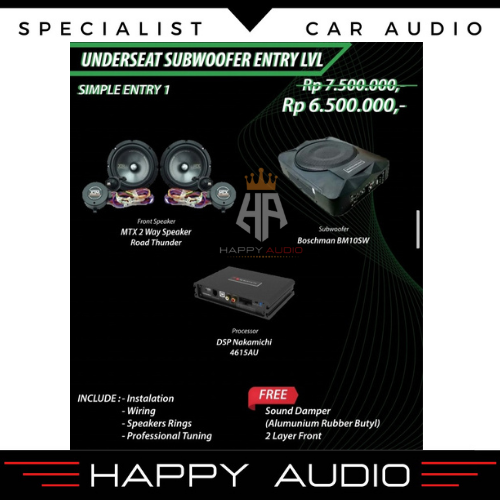 FREE INSTALASI Paket Audio Simple Entry (1) Speaker Split+Sub kolong ...