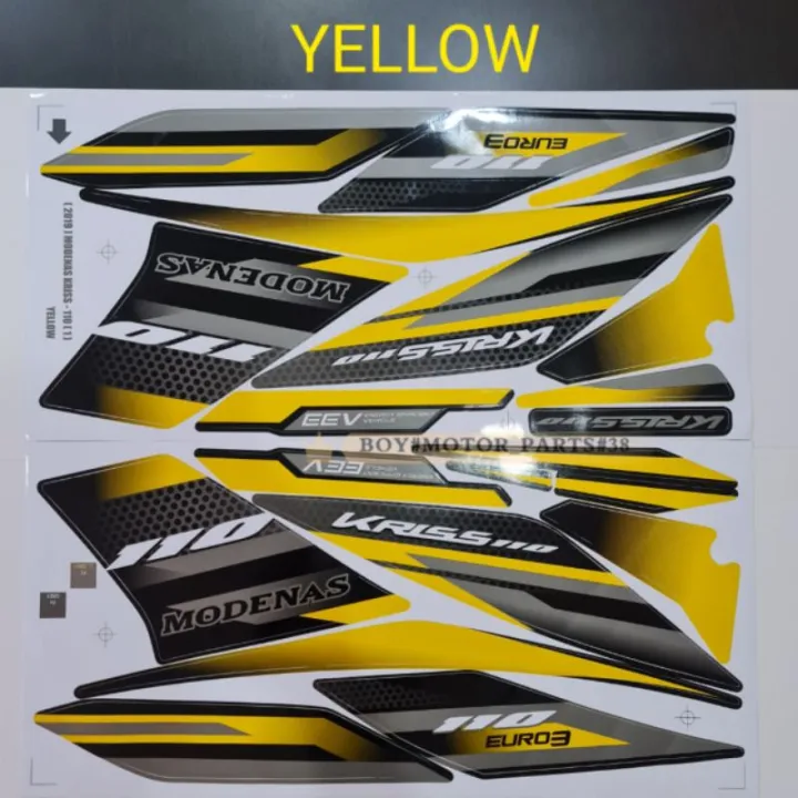 MODENAS KRISS 110 MR3 EURO 2 ( 2019 ) ( 1 ) BODY STICKER / BLACK ...
