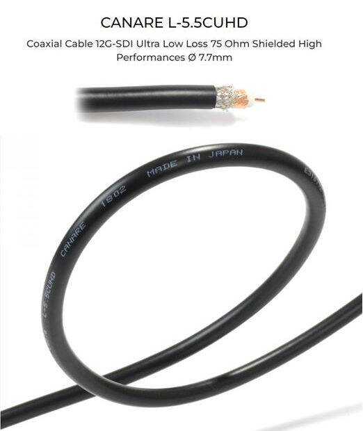 12G-SDI L-5.5CUHD (1-20M) ยี่ห้อ Canare สายสัญญาณภาพ 4K 75 ohm / 4K UHD Coaxial Cable (สีดำ ...