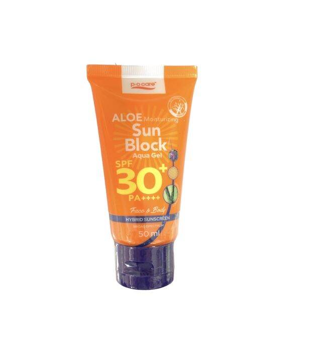 PO Care Aloe Moisturizing Sun Block Aqua Gel SPF 30 พีโอแคร์ กันแดด เอสพีเอฟ 30 ขนาด 50 ml ...