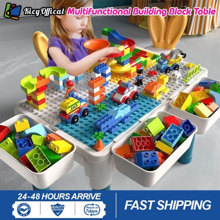 Building Blocks Table and Chair Set for Kids with Lego Block Study ...