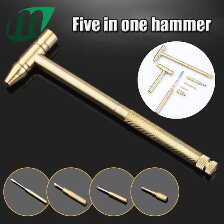 Copper Hammer 5 In 1 Multifunctional Hammer Built-in Small Screwdriver ...