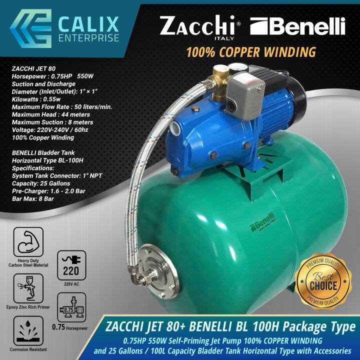 ZACCHI JET 80+ BENELLI BL 100H Package Type - 0.75HP 550W Self-Priming ...