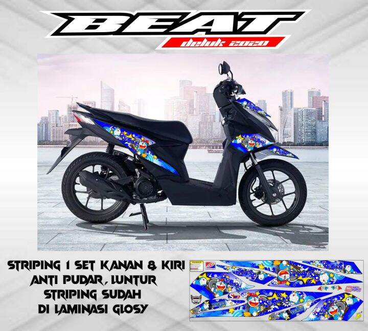 STRIPING VARIASI MOTOR BEAT DELUXE TAHUN 2020 SAMPAI 2023 DORAEMON ...