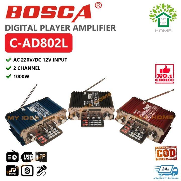 BOSCA POWER AMPLIFIER 1000W 2 Channel Output with Bluetooth/USB/TF and ...