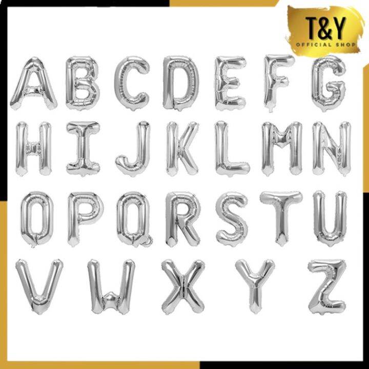 Balon Foil Abjad Warna Silver Huruf A-Z Alphabet Satuan ± 40 Cm Murah ...