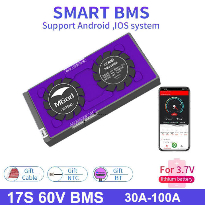 Smart BMS 17S 60V 30A 40A 60A 80A 100A Smart Bluetooth BMS Li-ion ...