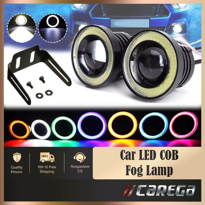 3200LM Car COB LED Angel Eyes Fog Light Ring Lens Projector Halo Ring Fog Lamp Angel Eyes Fog ...