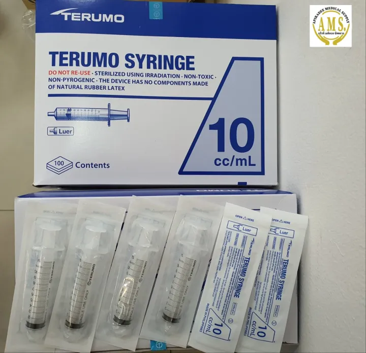 (ยกกล่อง)Syringe -Terumo 10 ml กระบอกฉีดยาผ่านผิวหนังปราศจากเชื้อชนิดใช้ได้ครั้งเดียว DISPOSABLE ...